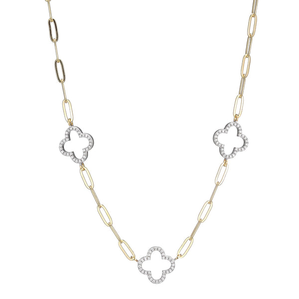 Paperclip Chain Necklace with Crystal Clover Stations – Kuhn's Jewelers
